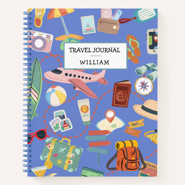 Cute Boy Travel Journal Custom Text | Zazzle