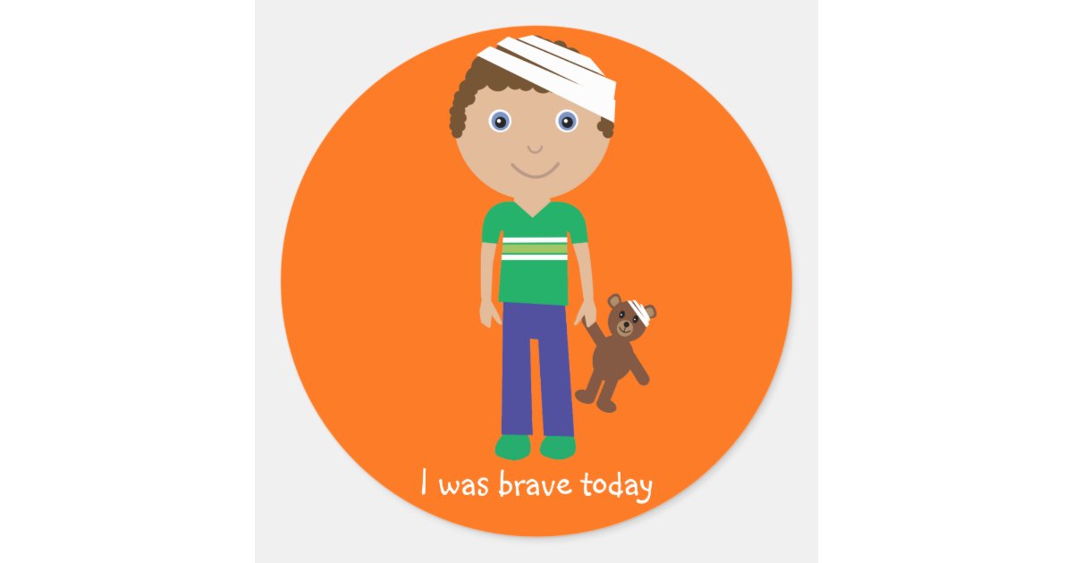 Cute Boy With Bandage I Was Brave Today Stickers | Zazzle
