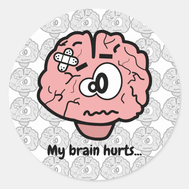 Cute Brain Injury Psychology Neurology Cartoon Classic Round Sticker ...