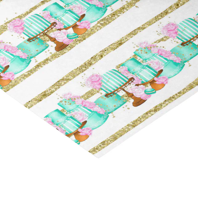 Cute Bridal Shower Wedding cakes tiled Tissue Paper | Zazzle