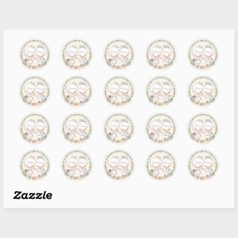 Cute Bride & Groom Floral Wedding Stickers | Zazzle