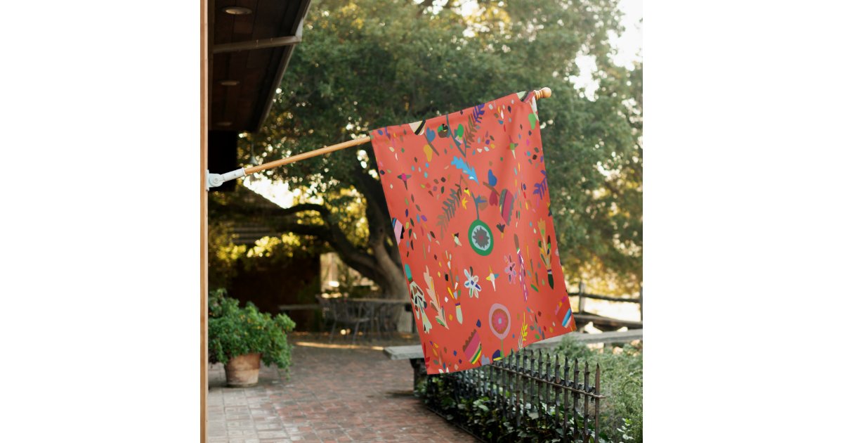 Cute Bright Colorful House Flag | Zazzle