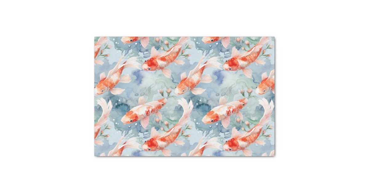 Cute Bright Koi Fish Pond Decoupage Tissue Paper | Zazzle