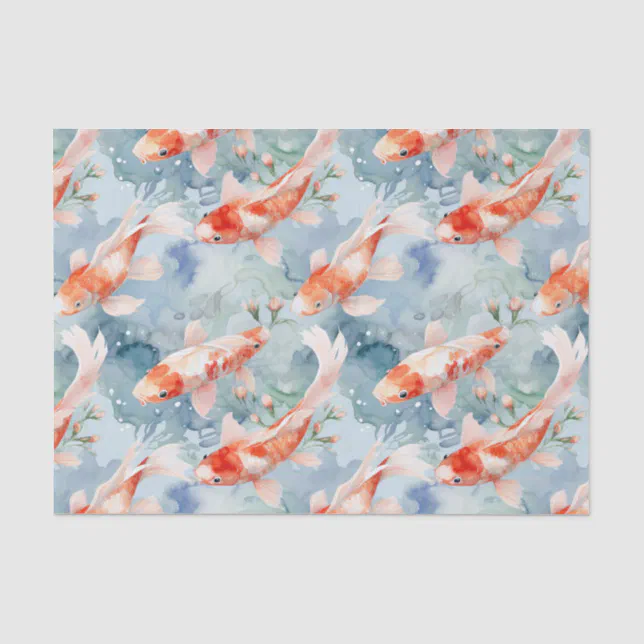 Cute Bright Koi Fish Pond Decoupage Tissue Paper | Zazzle
