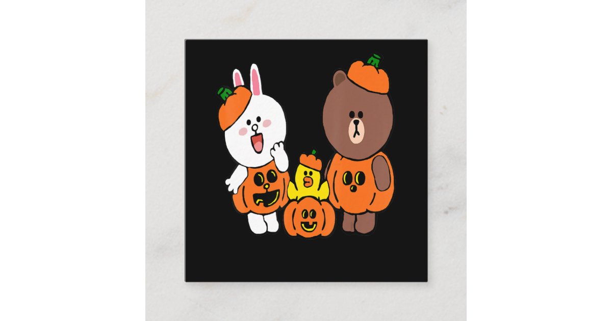 Cute Brown Bear Cony Bunny Rabbit Duck Pumpkin Square Business Card ...