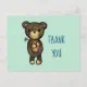 Cute Brown Bear with Yellow Flower Thank You Postcard | Zazzle