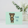 Cute Brown Bear with Yellow Flower Thank You Postcard | Zazzle