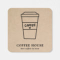 Cute Brown Coffee Cup Coffee Shop Square Sticker | Zazzle