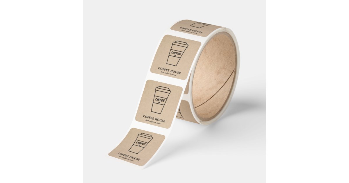 Cute Brown Coffee Cup Coffee Shop Square Sticker | Zazzle
