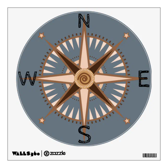 Cute Brown Compass Rose Wall Sticker | Zazzle