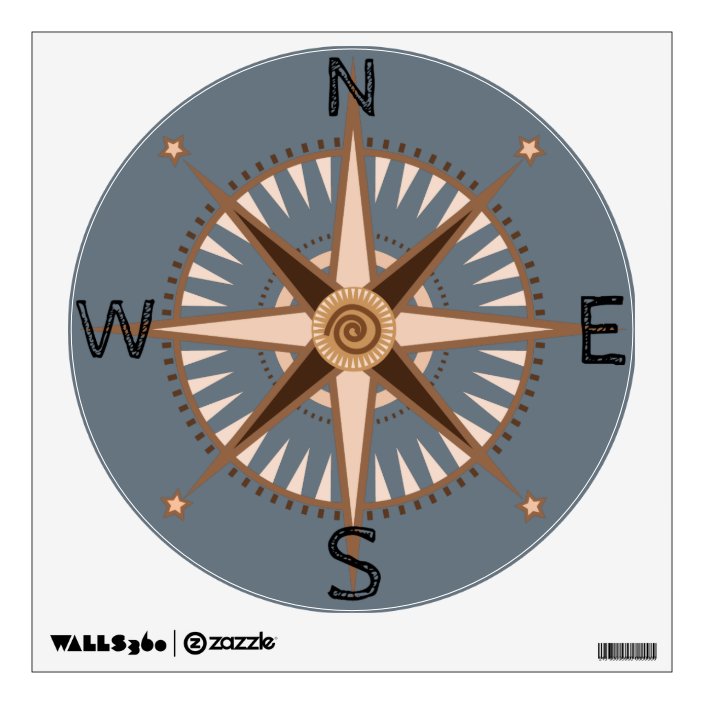 Cute Brown Compass Rose Wall Sticker | Zazzle.com