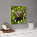 Cute Brown Ferret in the Grass Square Wall Clock | Zazzle