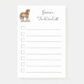 Cute Brown Pony Script Horse Kids Sticky To-Dos Post-it Notes | Zazzle