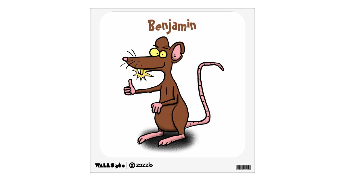Cute brown rat thumbs up cartoon wall decal | Zazzle