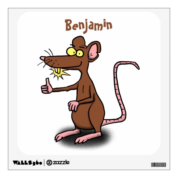 Cute brown rat thumbs up cartoon wall decal | Zazzle.com