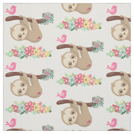 Cute Sloths Fabric | Zazzle.com