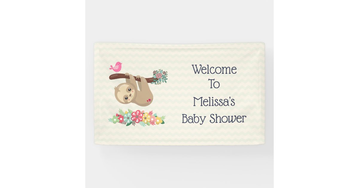 Cute Brown Sloth Hanging Upside down Welcome Banner | Zazzle