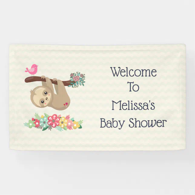 Cute Brown Sloth Hanging Upside down Welcome Banner | Zazzle
