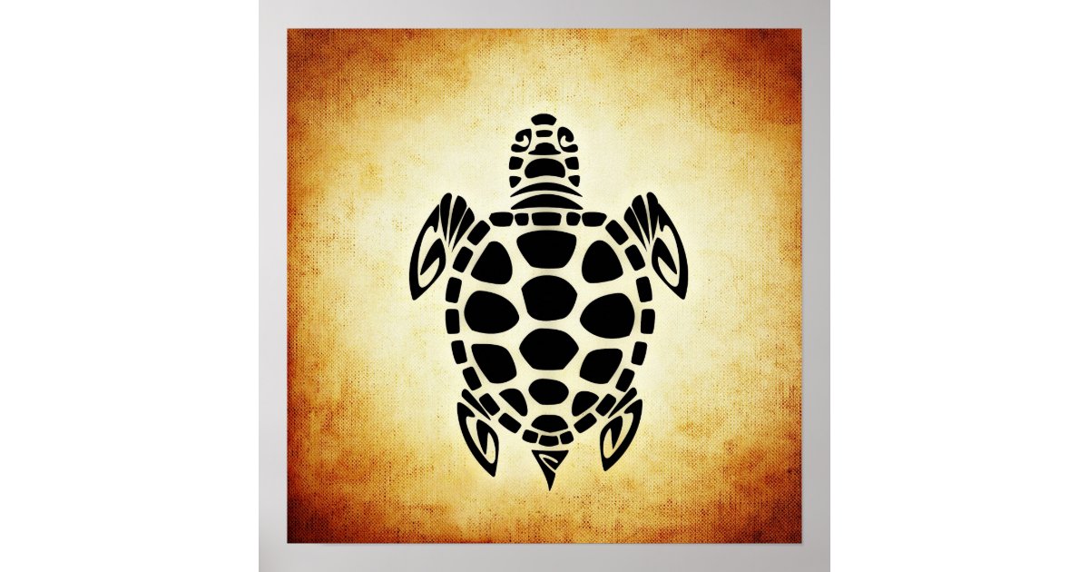 Cute Brown Tribal Tortoise Turtle Poster | Zazzle