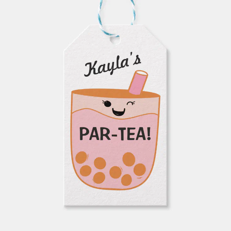 Cute Bubble Tea Boba Party Custom Gift Tags | Zazzle