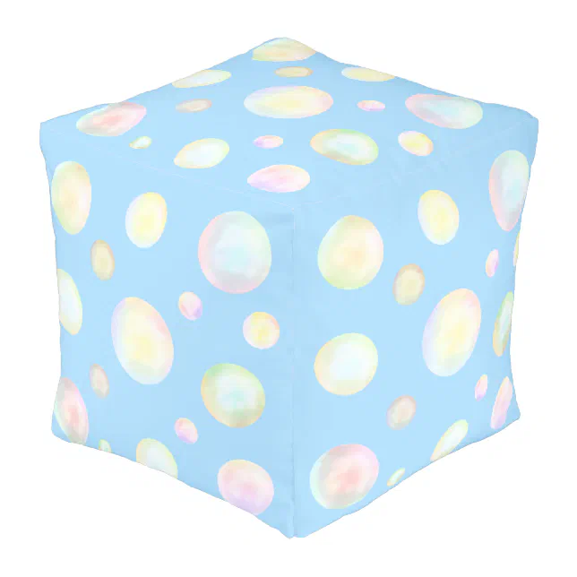 Cute Bubbles on Sky Blue Pouf | Zazzle