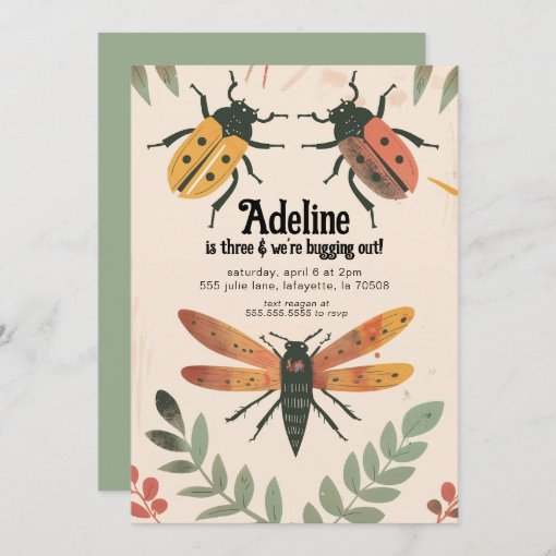 Cute Bug Insect Themed Birthday Party Invitation | Zazzle