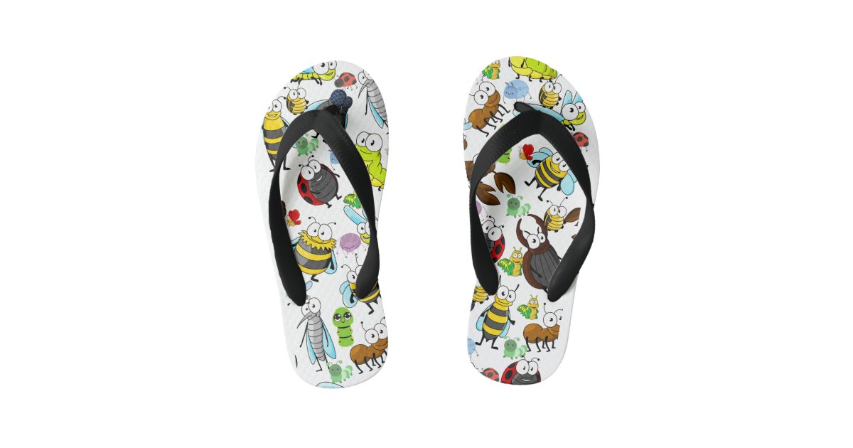 Cute Bugs Kid's Flip Flops | Zazzle