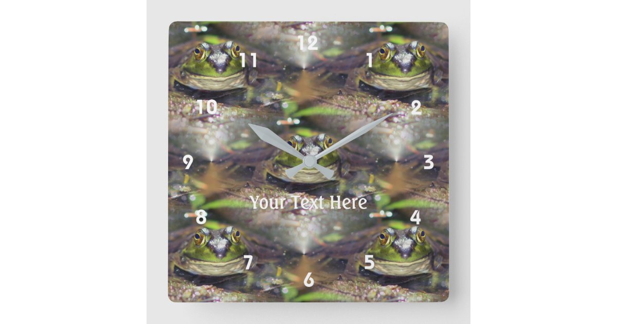 Cute Bullfrog Face Nature Pattern Personalized Square Wall Clock | Zazzle