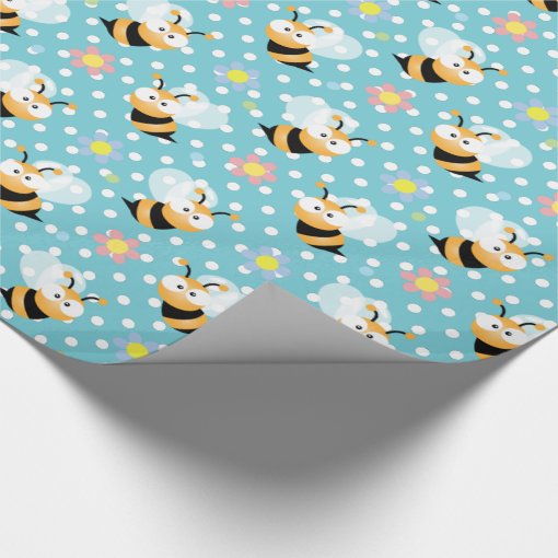 Cute Bumble Bee And Colorful Flower Pattern Wrapping Paper Zazzle