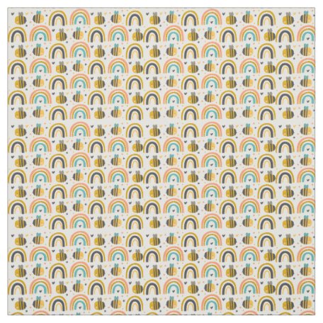 Bumble Bee Honey Pattern Fabric | Zazzle
