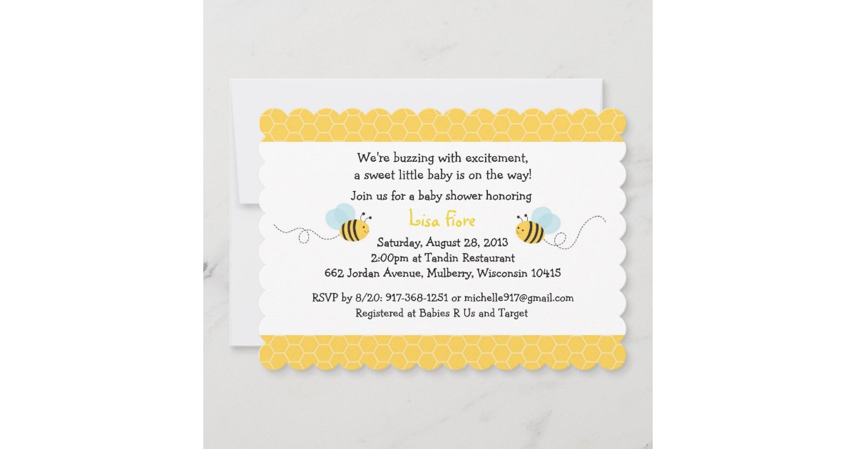 Cute Bumble Bee Baby Shower Invitation | Zazzle