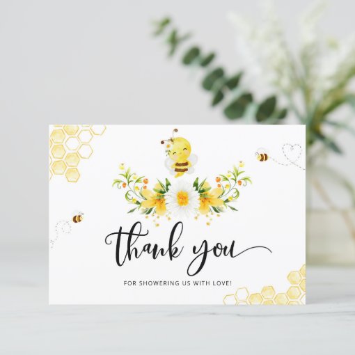 Cute bumble bee baby shower thank you card | Zazzle