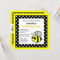 Cute Bumble Bee Birthday Black & Yellow Polka Dots Invitation | Zazzle