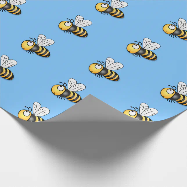 Cute bumble bee cartoon illustration wrapping paper | Zazzle