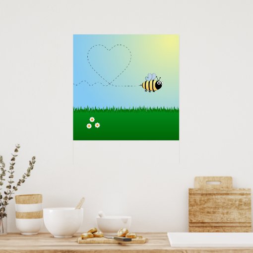 Cute bumble bee cartoon poster | Zazzle