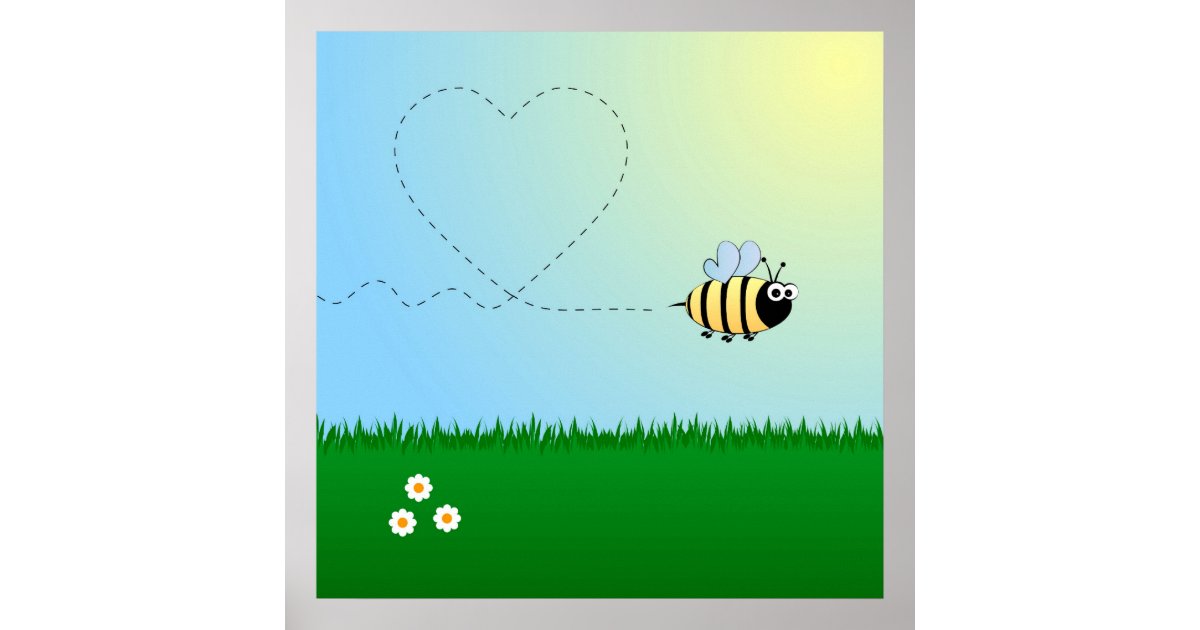 Cute bumble bee cartoon poster | Zazzle