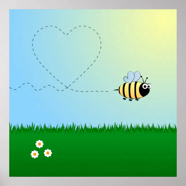 Cute bumble bee cartoon poster | Zazzle
