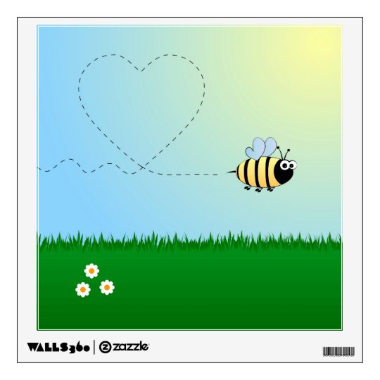 Cute bumble bee cartoon wall sticker | Zazzle.com