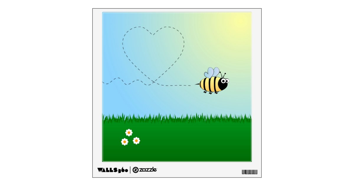 Cute bumble bee cartoon wall sticker | Zazzle