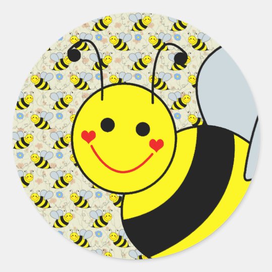 Cute Bumble Bee Classic Round Sticker | Zazzle.com