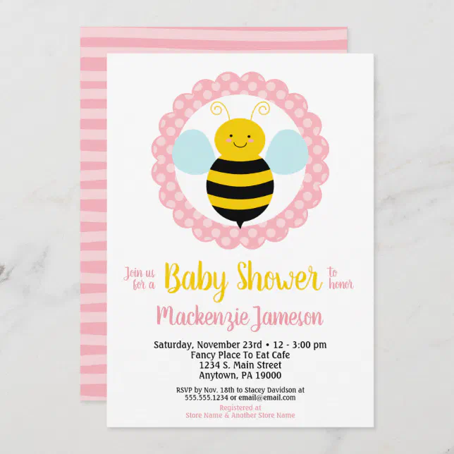 Cute Bumble Bee Girls Baby Shower Invitation | Zazzle
