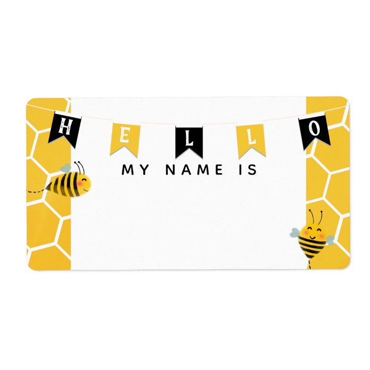 Cute Bumble Bee Honeycomb Hello My Name Is Sticker | Zazzle