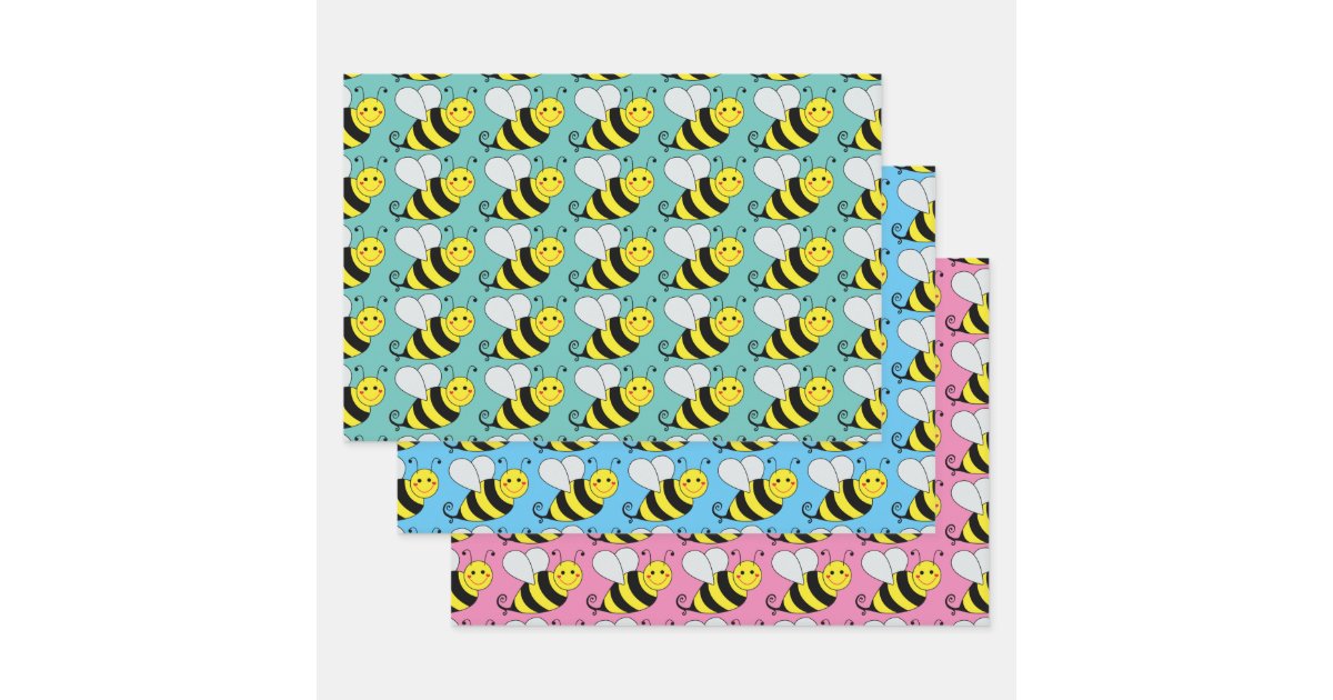 Cute Bumble Bee Pattern | Colorful Wrapping Paper Sheets | Zazzle