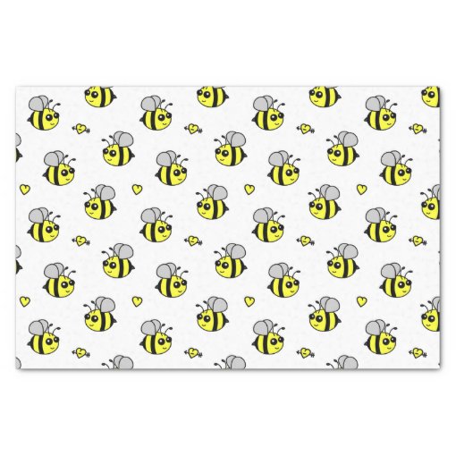 Cute Bumble Bee Pattern White Tissue Paper | Zazzle