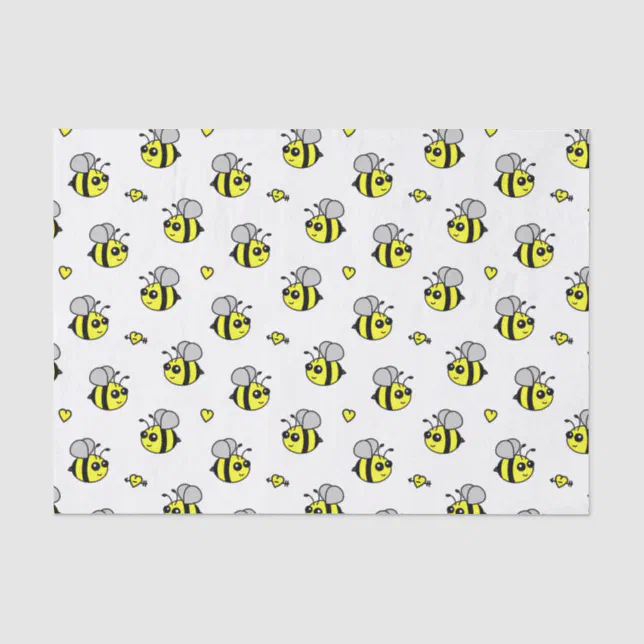 Cute Bumble Bee Pattern White Tissue Paper | Zazzle