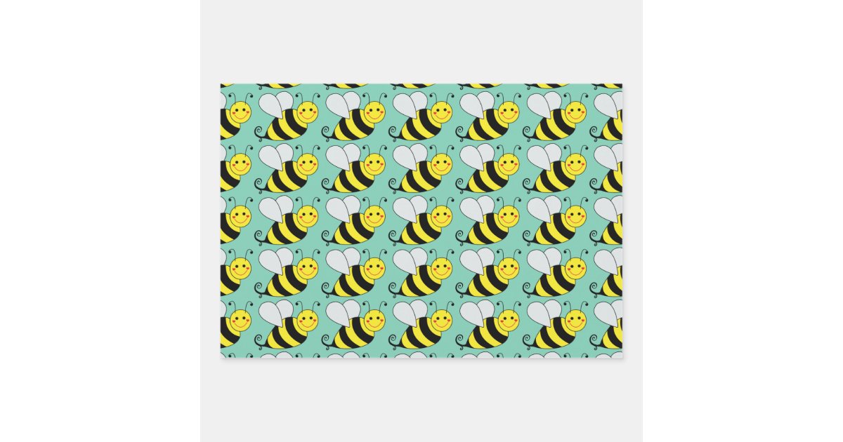 Cute Bumble Bee Pattern Wrapping Paper Sheets | Zazzle