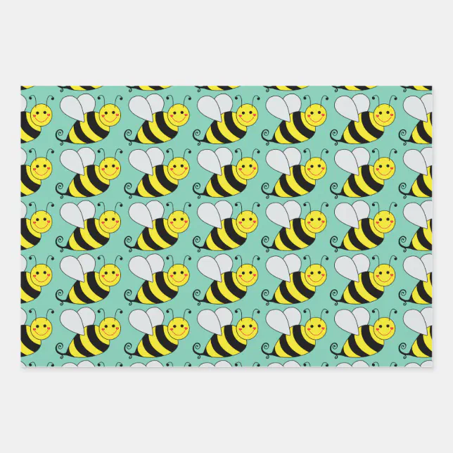 Cute Bumble Bee Pattern Wrapping Paper Sheets | Zazzle