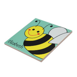 Cute Bumble Bee Personalized Ceramic Tile | Zazzle