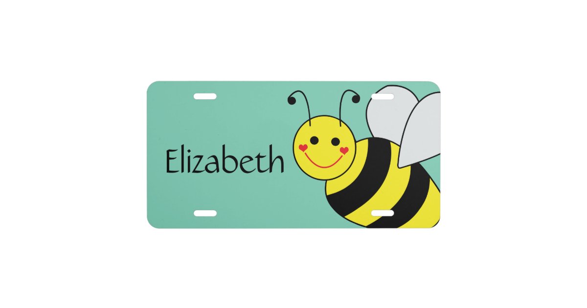 Cute Bumble Bee Personalized License Plate | Zazzle