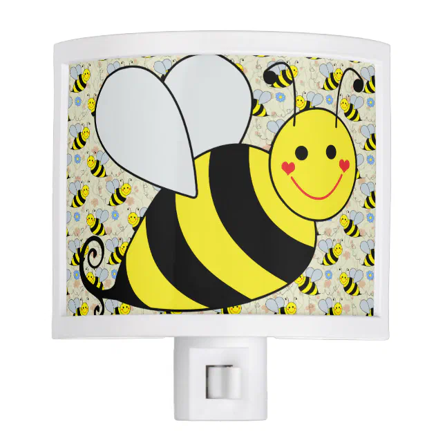 Cute Bumble Bee with Pattern Night Light | Zazzle